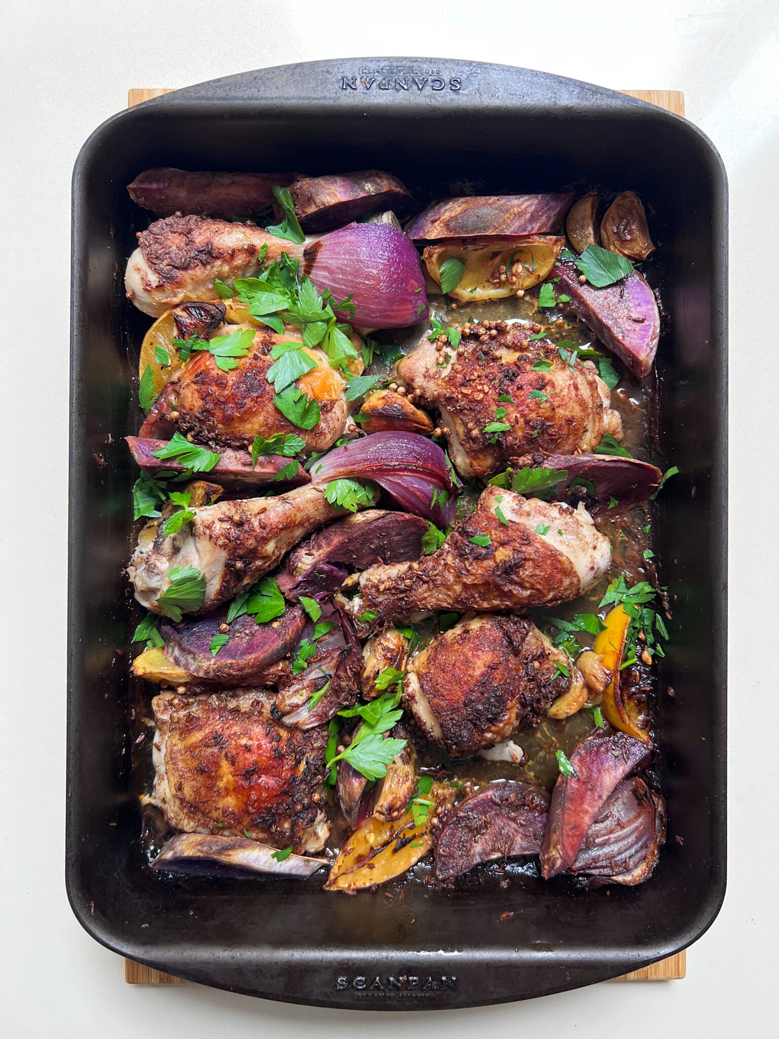 Spiced Roasted Chicken with Lemon and Purple Sweet Potato - Olivia ...