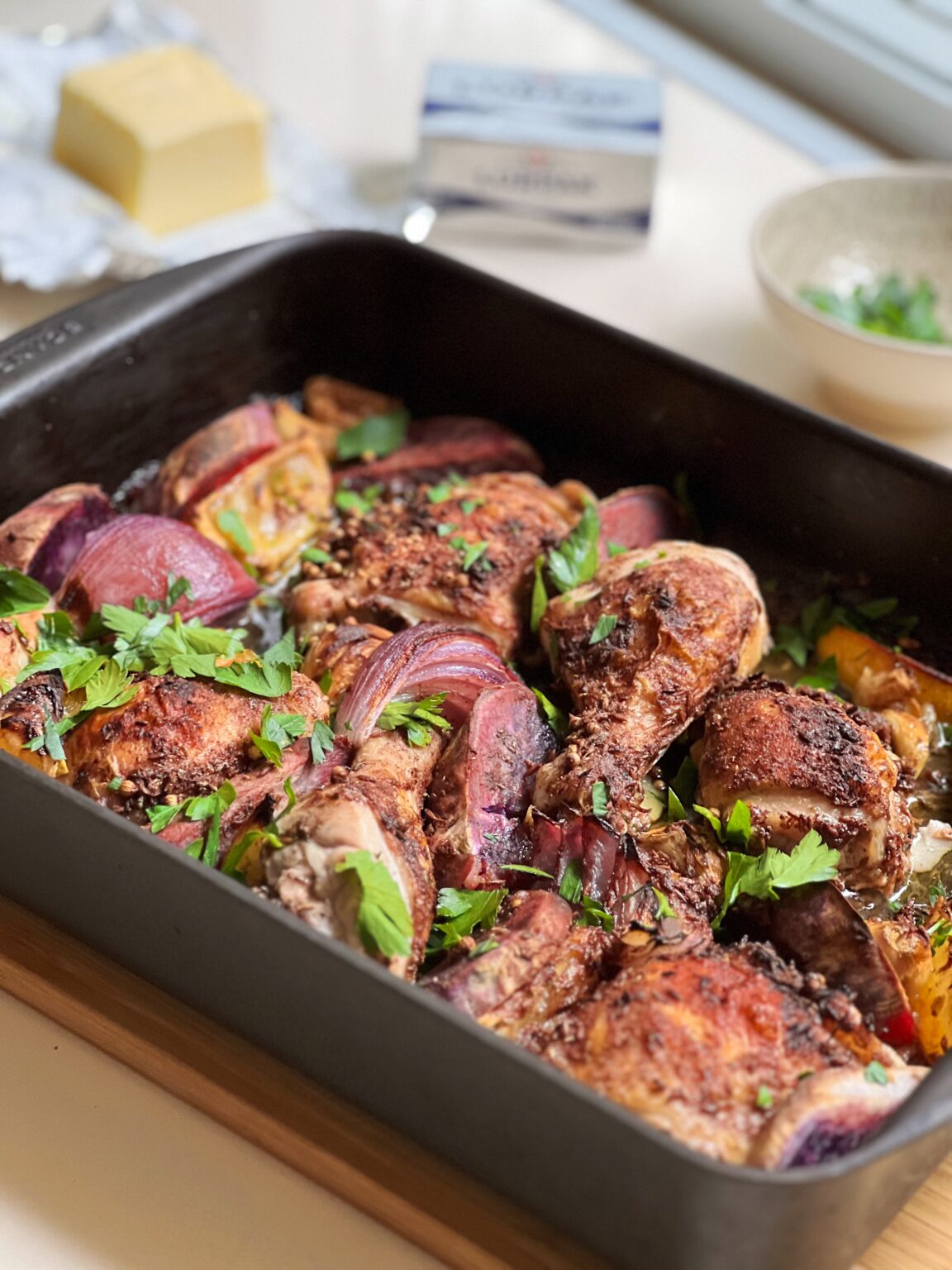 Spiced Roasted Chicken with Lemon and Purple Sweet Potato - Olivia ...